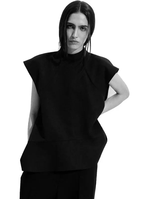 Cos Sculpted Turtleneck Top - Black