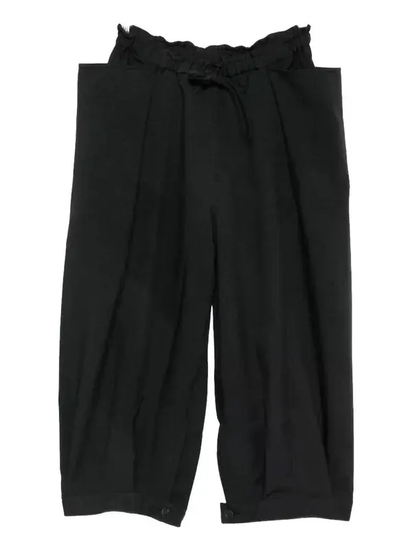 Y3 Drawstring Waist Trousers With Buttoned Cuffs - Black