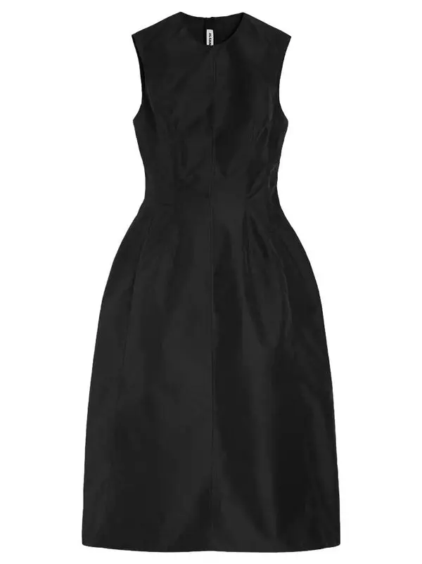 JIL SANDER Technical Faille Midi Dress - Black