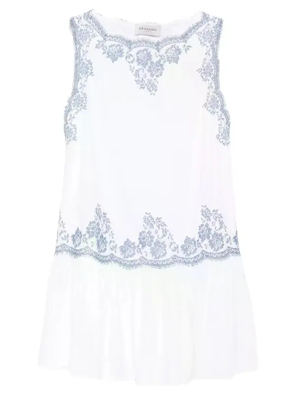 ERMANNO FIRENZE Floral-embroidered Mini Dress - White