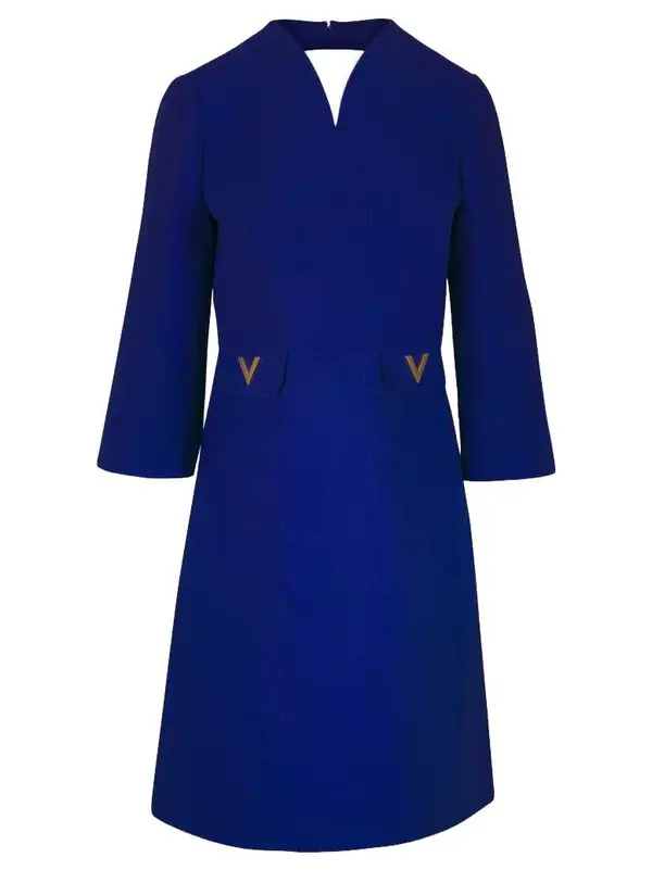 Valentino Garavani V-neck Pocket Dress - Blue