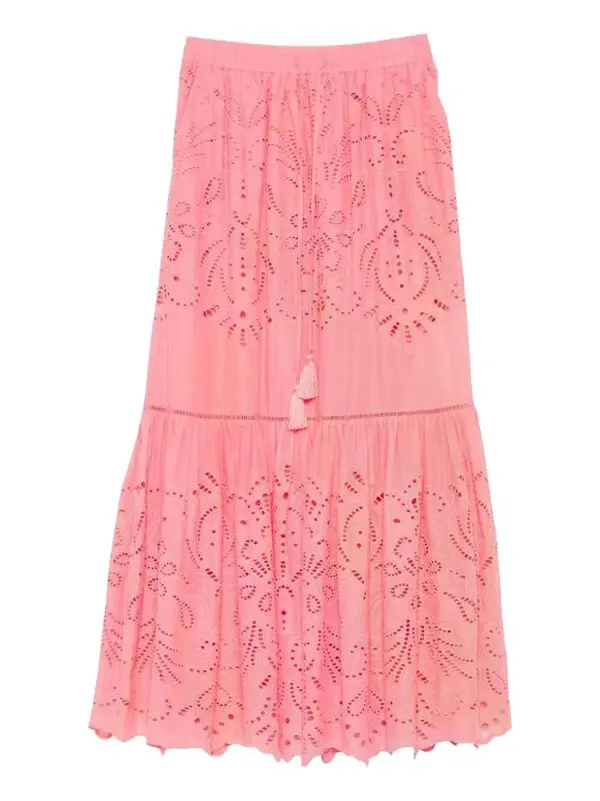 ERMANNO FIRENZE Embroidery Midi Skirt - Pink