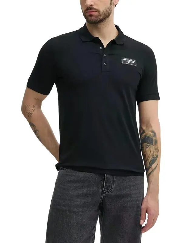 Karl Lagerfeld Logo-patch Polo Shirt - Black