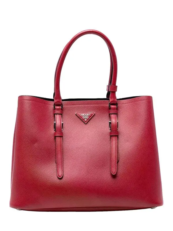 Prada Saffiano Cuir Medium Satchel - Red