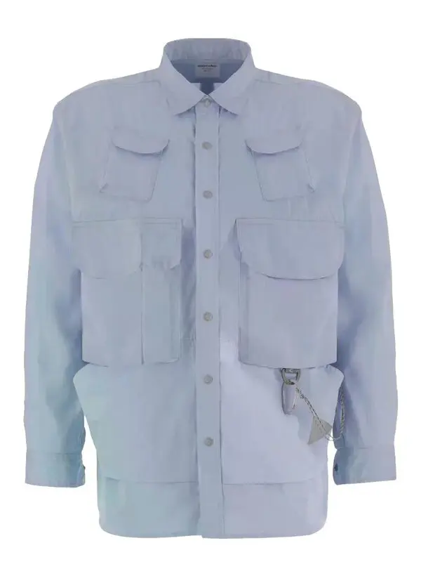 AND WANDER Chain-pocket Shirt - Blue