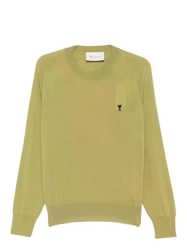 Ami Embroidered Crew-neck Sweater - Green