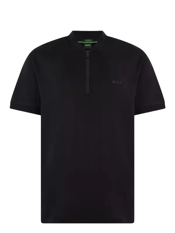 BOSS Zip-up Polo Shirt - Black