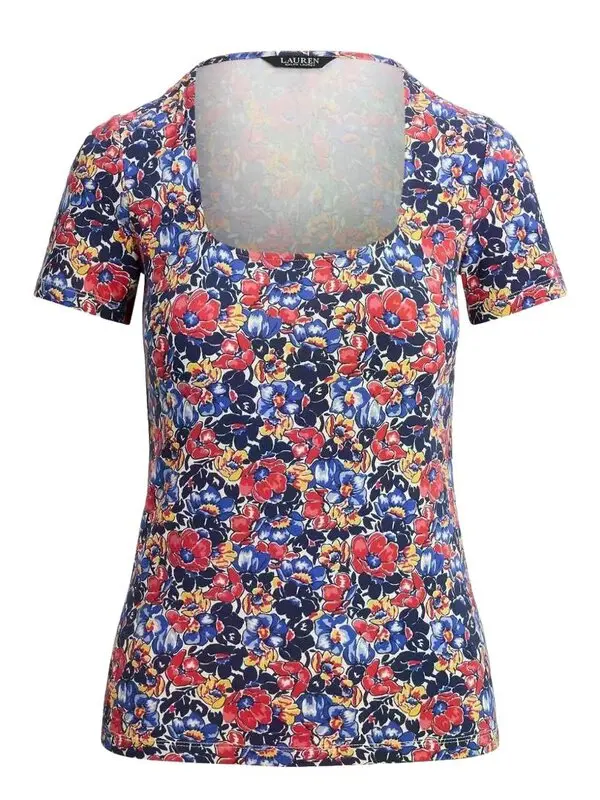 Ralph Lauren Square-neck Floral Top - Blue