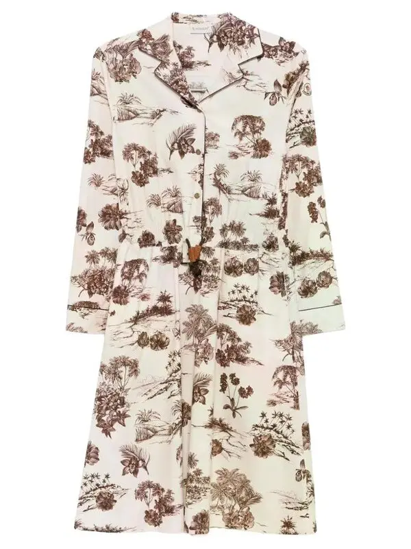 Moncler Floral-print Midi Dress - Neutrals