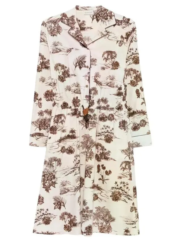 Moncler Floral-print Midi Dress - Neutrals