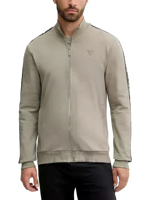 Guess Logo-taped Full-zip Sweatshirt - Green