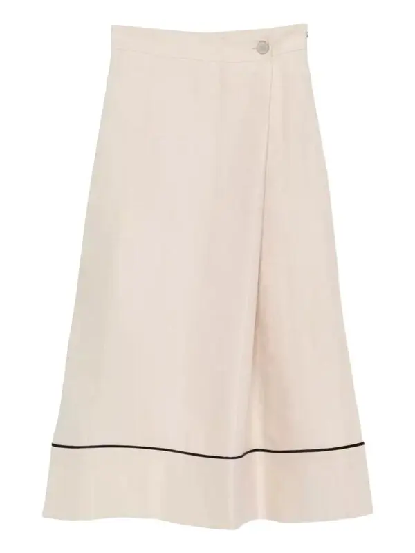 Agnona Contrast-trim Midi Skirt - Neutrals