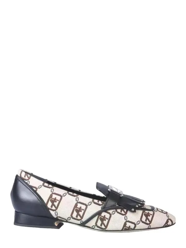 Alberta Ferretti Logo-pattern Round Toe Pumps - Neutrals