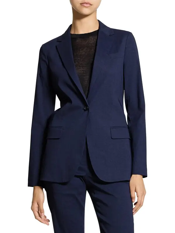 Theory Linen-blend Blazer - Blue