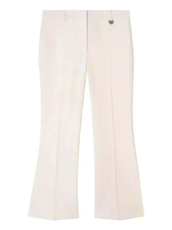 Burberry Cropped Flared Wool Trousers - Neutrals