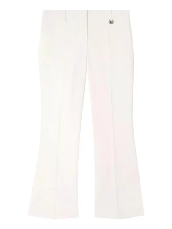 Burberry Cropped Flared Wool Trousers - Neutrals