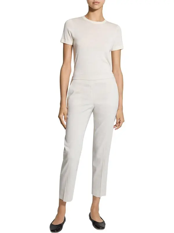 Theory Treeca Good Linen Cropped Pull-on Pants - White