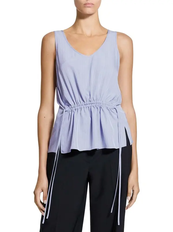 Theory Washed Twill Stripe Drawstring Tank Top - Purple