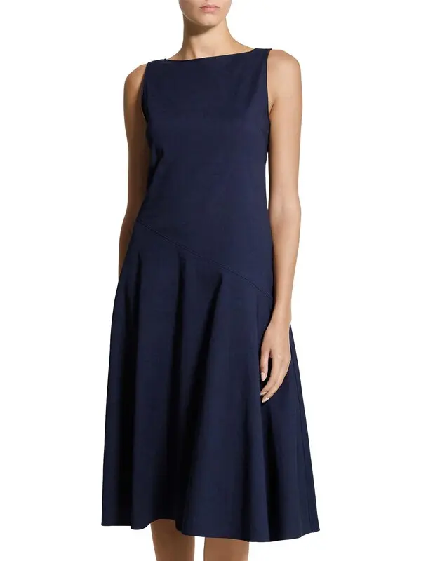 Theory Good Linen Bias-cut Boatneck Midi Dress - Blue