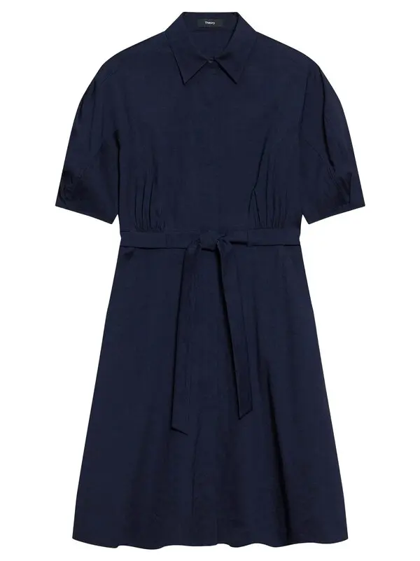 Theory Good Linen Belted Shirt Dress - Blue