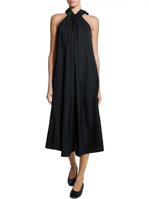 Theory Washed Twill Drawstring Tank Midi Dress - Black