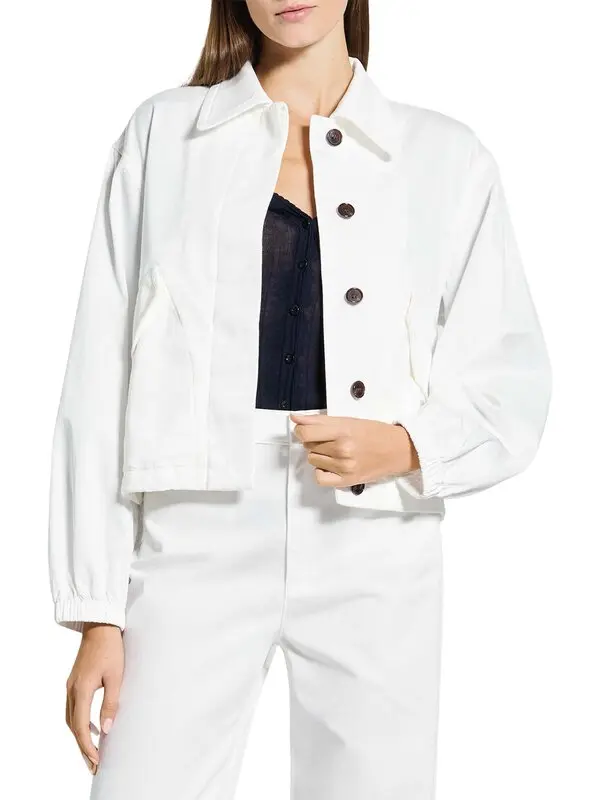 Theory Relaxed Cotton Blouson Jacket - White