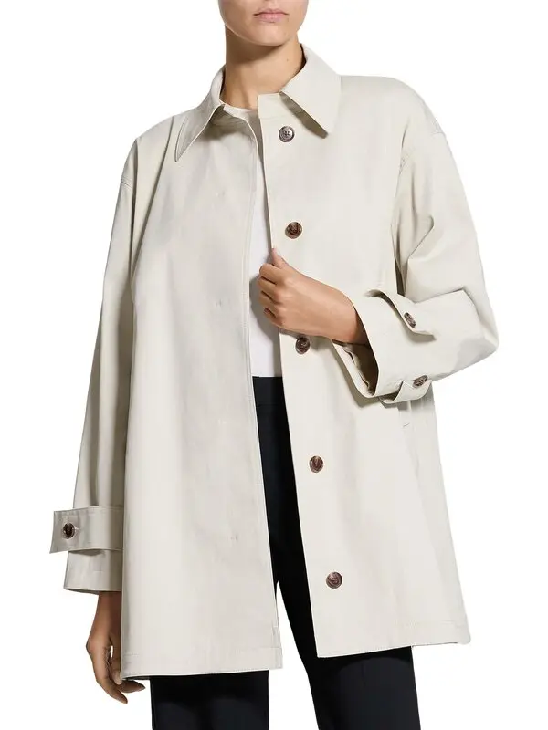 Theory Sleek A-line Trench Coat - Neutral