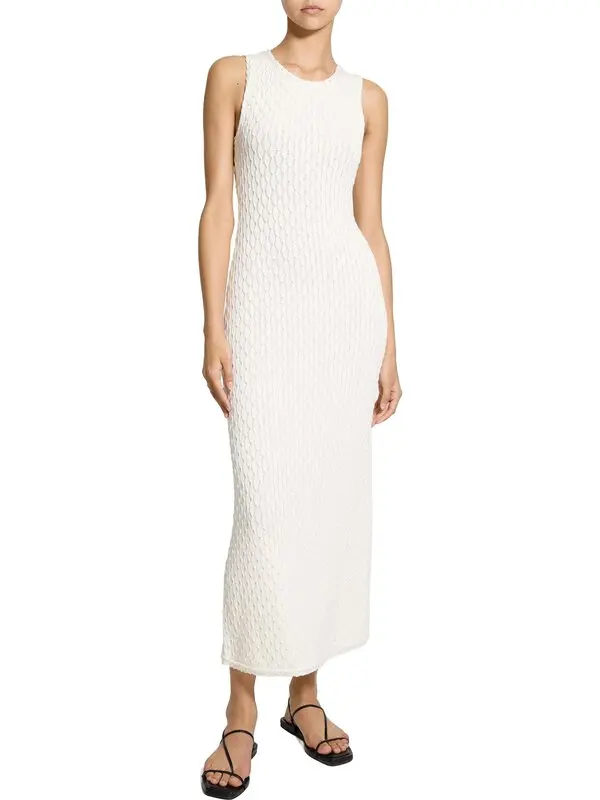 Theory Organic Cotton Cable Knit Tank Dress - White