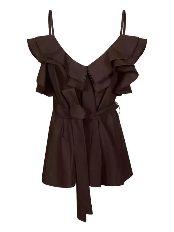 P.a.r.o.s.h Ruffled Belted Blouse - Brown