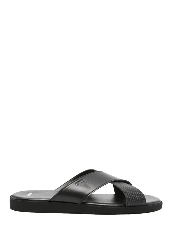 BOSS Darrel Crisscross Strap Slides - Black