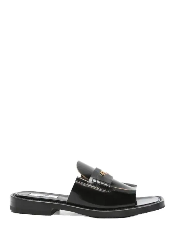 Moschino Square-toe Flat Sandals - Black