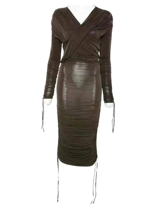 Balmain Draped Midi Dress - Brown