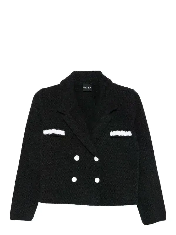 NEERA Double-breasted Cropped Jacket - Black