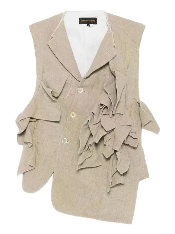 Comme Des Garçons Ruffled Linen Gilet - Neutrals
