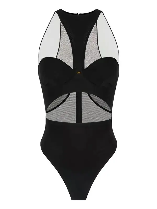 Elisabetta Franchi Cut-out Tulle Bodysuit - Black