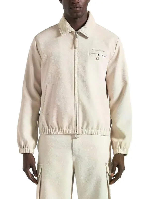 Manière De Voir Kilian Twill Signature Jacket With Ribbed Collar - Neutrals