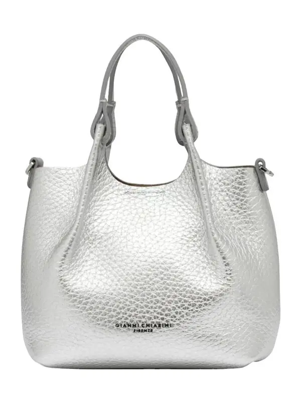 GIANNI CHIARINI Dua Leather Shoulder Bag - Silver