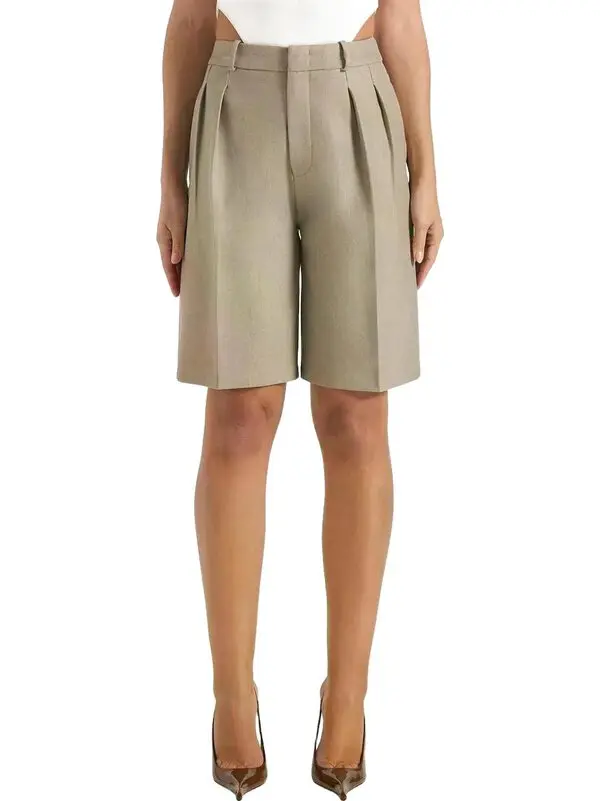 Manière De Voir Pleated Belted Shorts - Neutrals