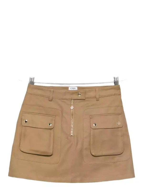 Casablanca Mini Skirt With Front Flap Pockets - Neutrals