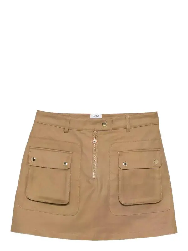 Casablanca Mini Skirt With Front Flap Pockets - Neutrals