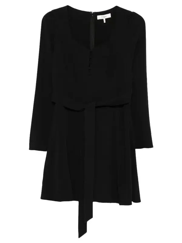 Chloé Tie-waist Mini Dress - Black