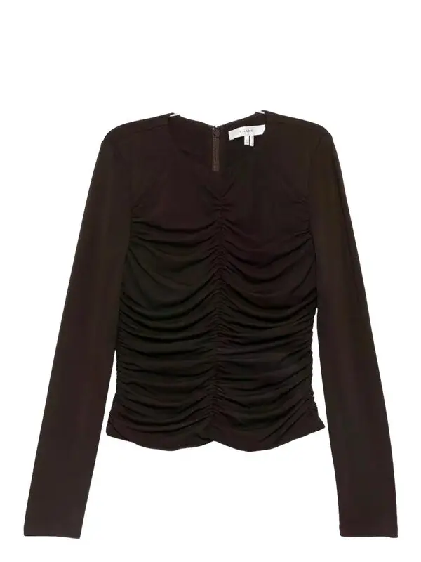 FRAME Ruched Long-sleeve Blouse - Brown