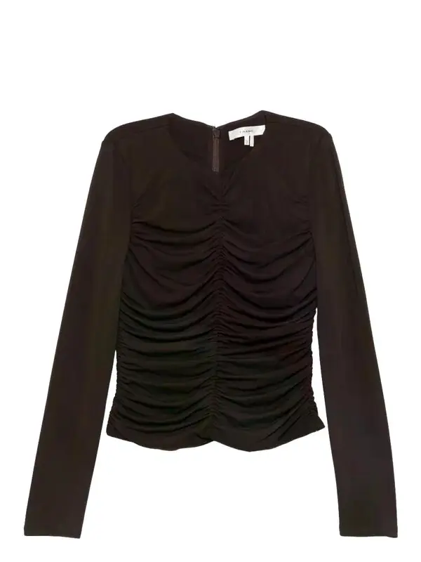 FRAME Ruched Long-sleeve Blouse - Brown