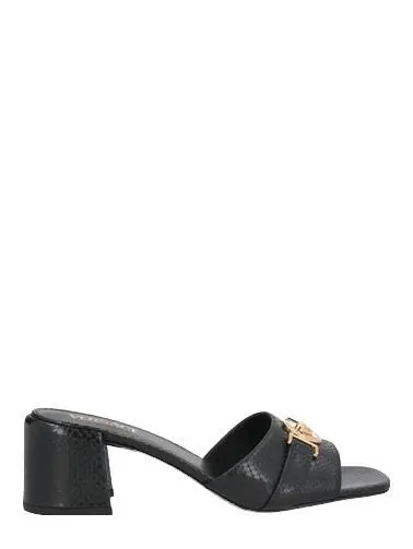 Versace Sandals In Calfskin With Snakeskin Print - Black