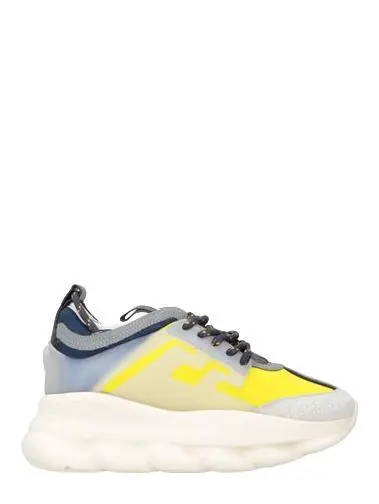 Versace Sneakers In Leather And Textile Fibers - Yellow