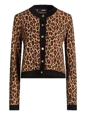 Versace Cardigan In Leopard Print - Brown
