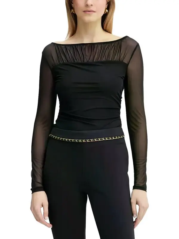 Guess Gathered-detail Long-sleeve Top - Black