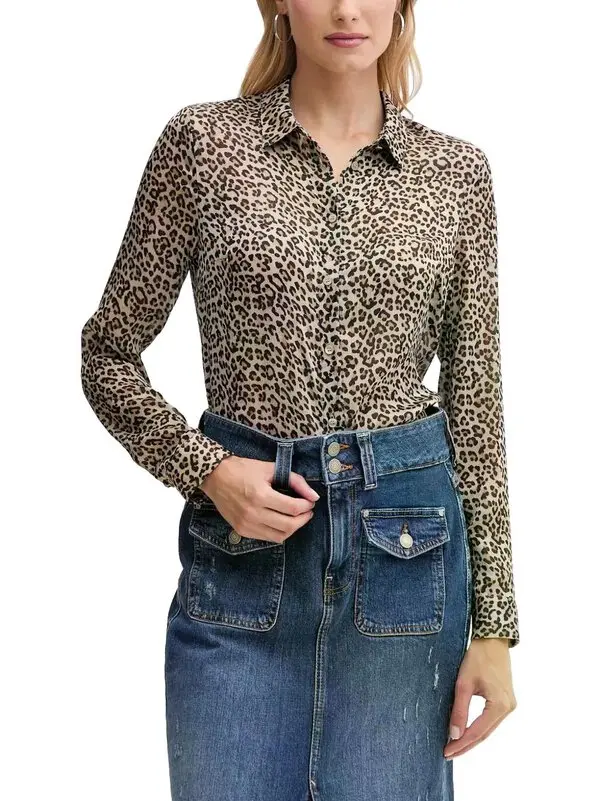 Guess Leopard Print Button Shirt - Neutrals
