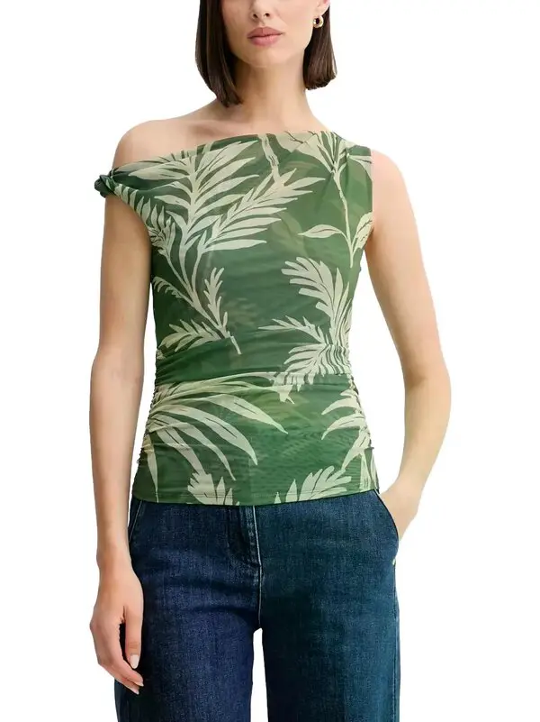 Guess Mirin One-shoulder Floral Print Blouse - Green