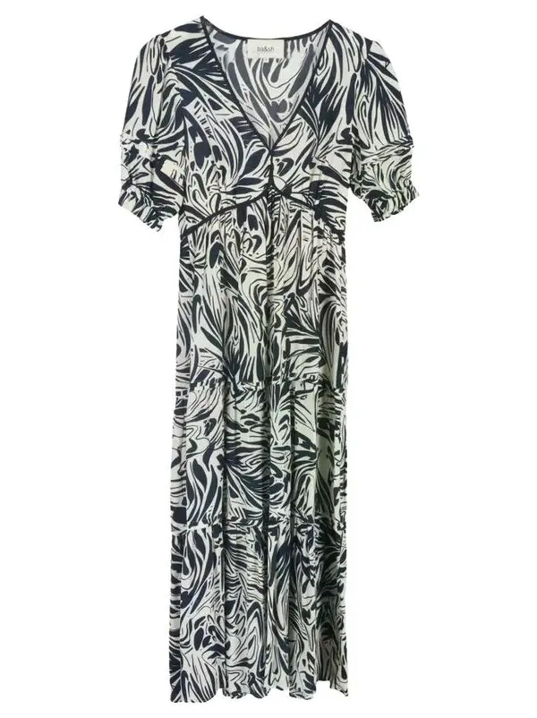 Ba&sh Abstract-print Midi Dress - Neutrals